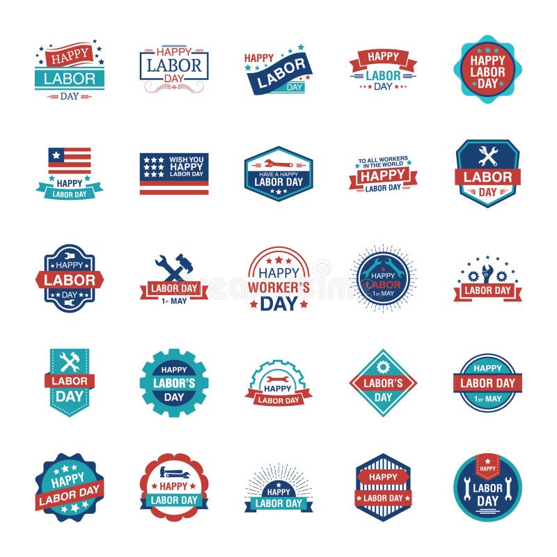 Labor Day Labels Pack stock vector. Illustration of brand - 154838093