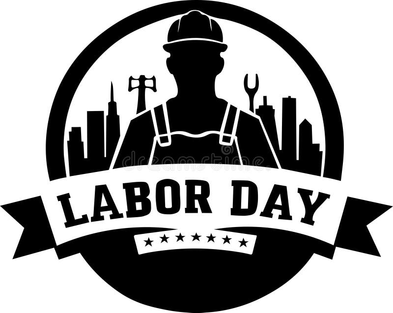 Labor Day Logo Silhouette Vector Art Illustration on a White Background ...