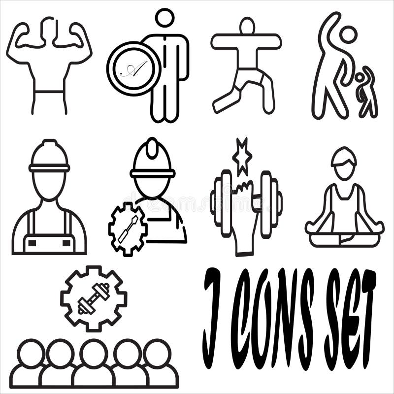 Labor Day in Outline Icon and Symbol Set Vector Image,, Stock ...