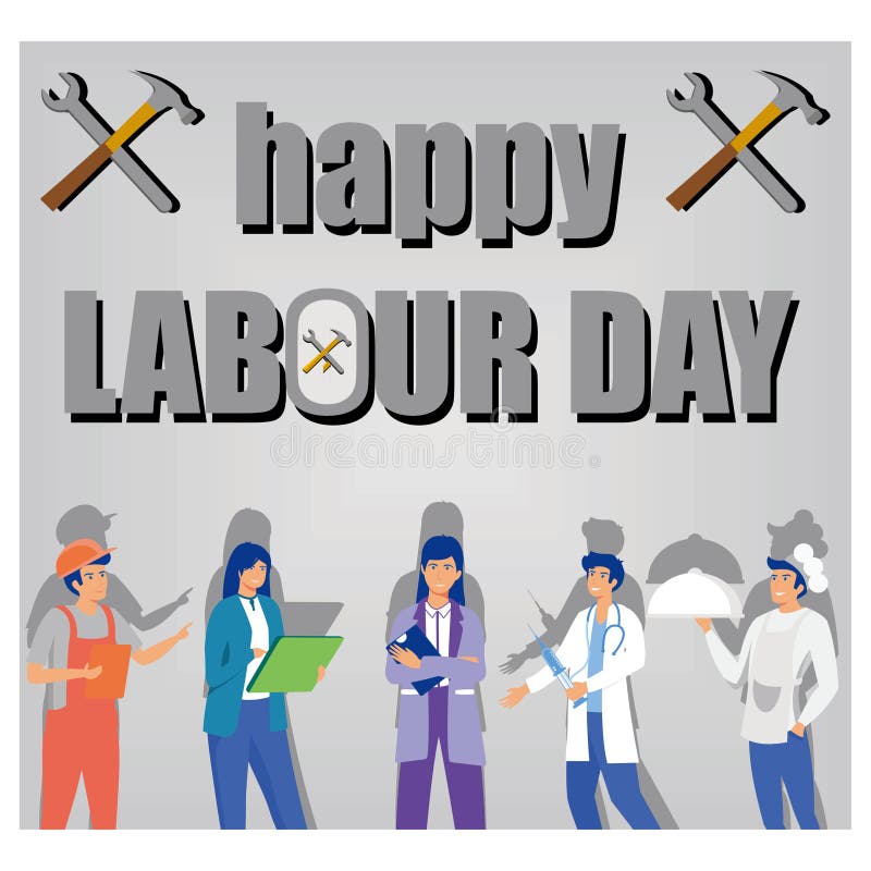 Labor Day. People of Different Professions Together Stock Vector ...