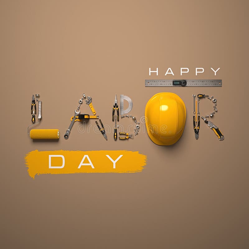 He LABOR DAY Phrase Laid Out from a Set of Construction Tools. Stock ...