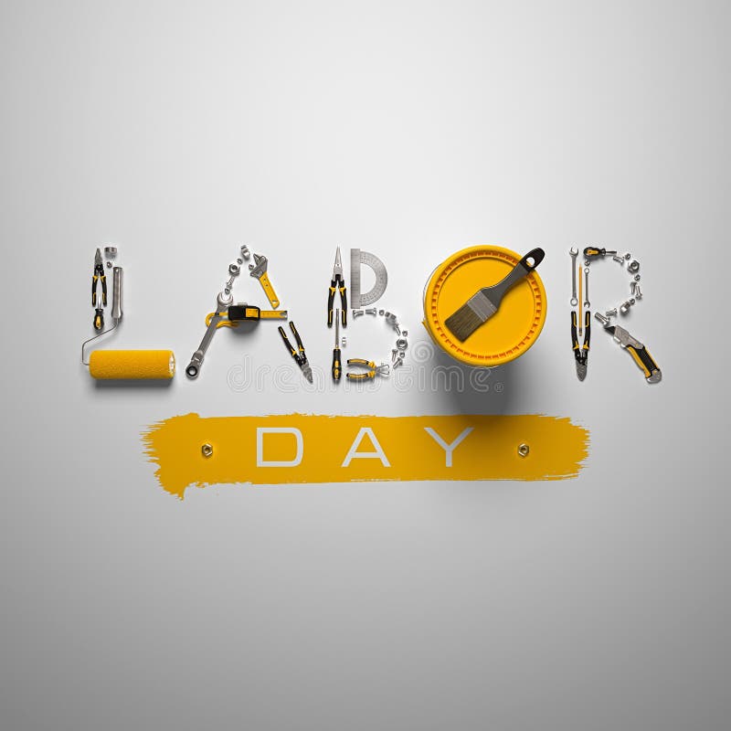 He LABOR DAY Phrase Laid Out from a Set of Construction Tools. Stock ...