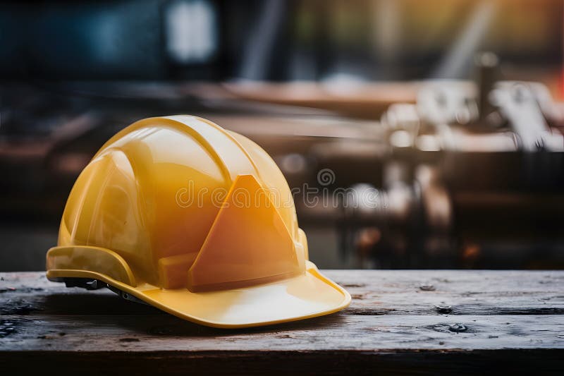 Labor Day Safety Concept with Worker Hat on Blurred Background Stock ...