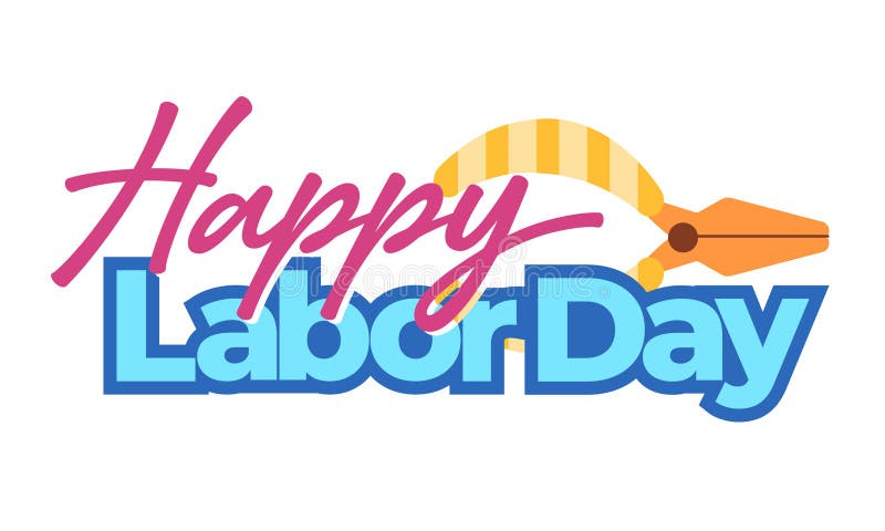 Labor Day Sticker Emblem Graphic Elements Symbol with Text Flat ...