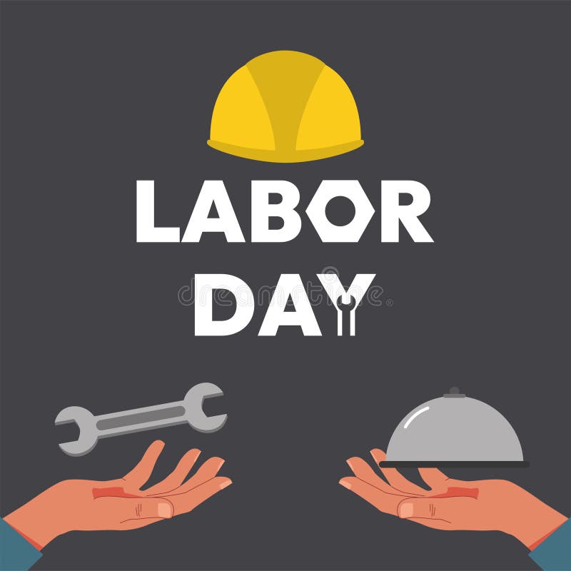 Labor Day Template with Tools and Construction Helmet Vector Stock ...