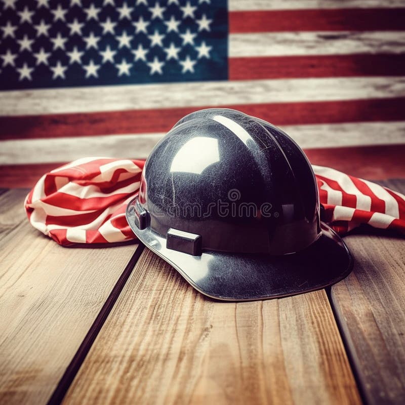 Labor Day, the Union of All Workers. Helmet Stock Illustration ...