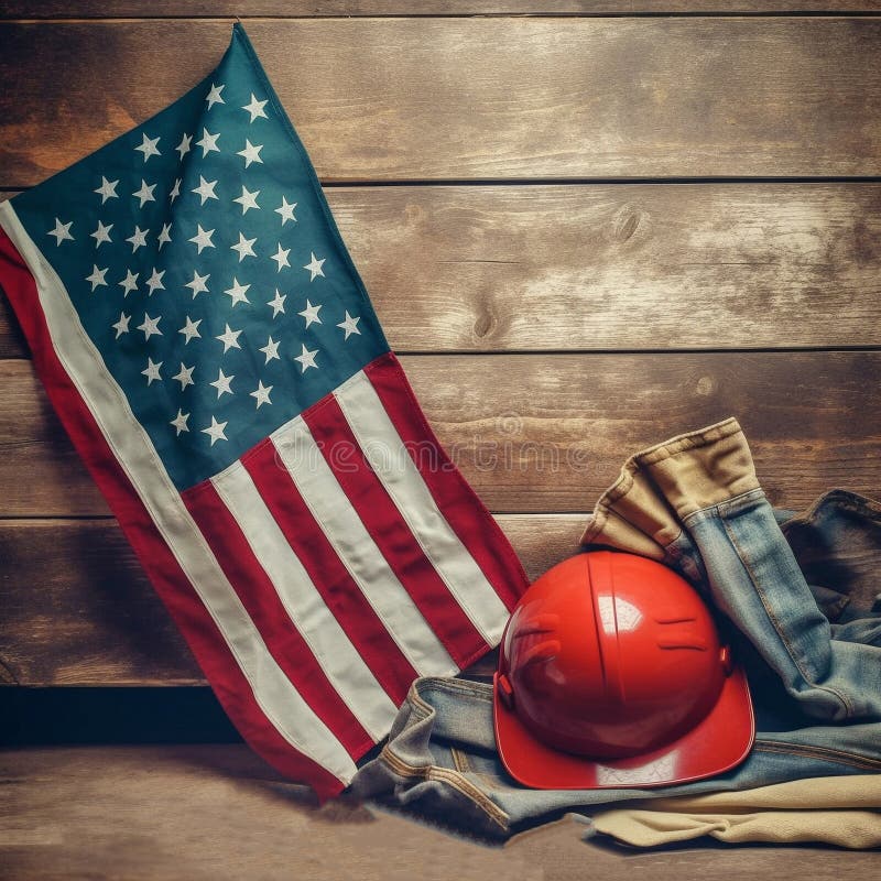 Labor Day, the Union of All Workers. Helmet Stock Illustration ...