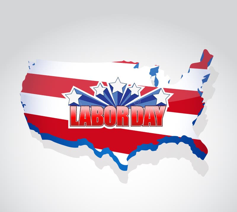 Labor Day Us Map Sign Illustration Design Stock Illustration ...