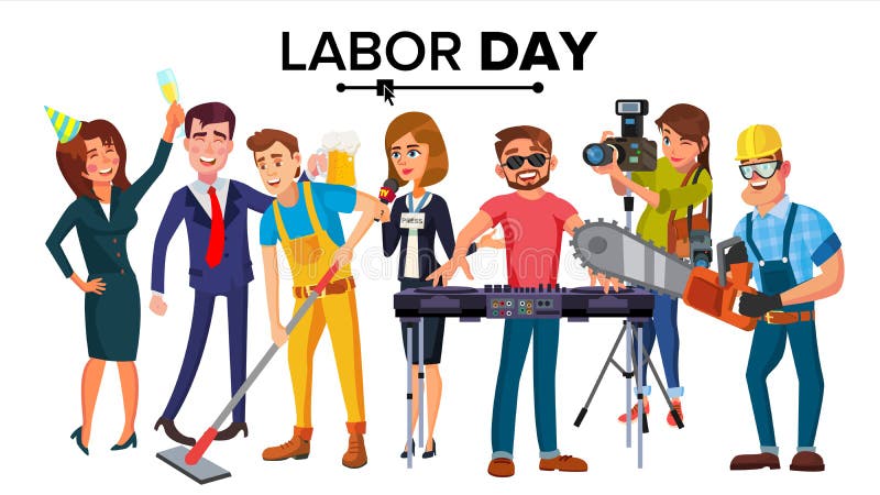 Labor Day Vector. Group of People. Modern Jobs. Different Stock Vector ...