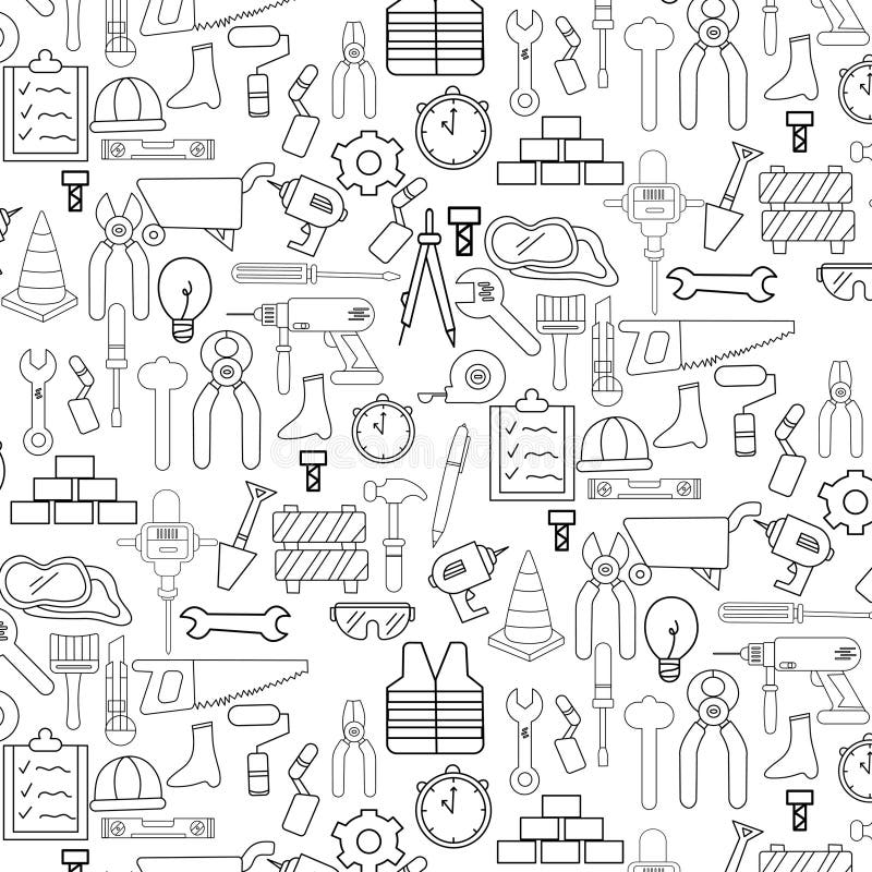 Labor Doodle Icon Seamless Pattern Stock Vector - Illustration of ...