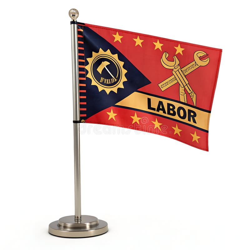 Labor Flag 3D Icon, stock illustration. Illustration of rights - 356486937