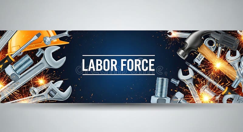 Labor Force Tools Banner stock illustration. Illustration of sparks - 389144207