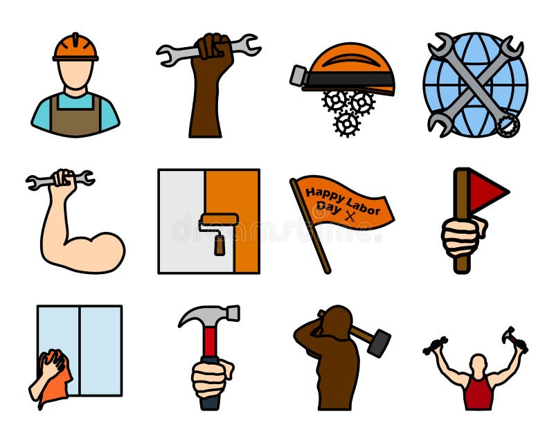 Labor Icon Set stock vector. Illustration of american - 239473718