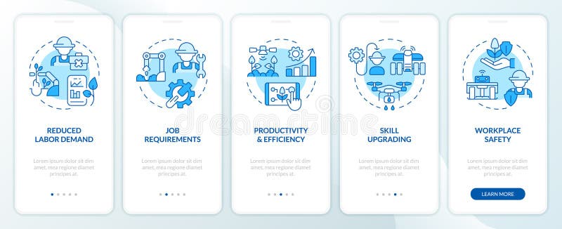 Labor Impacts of Automated Farming Blue Onboarding Mobile App Screen ...