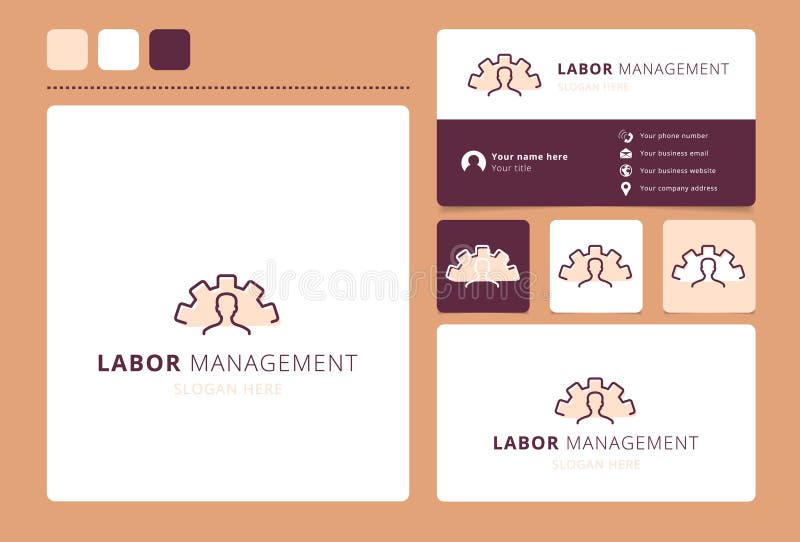 Labor Management Logo Showing a Manager Standing in Front of a Gear ...