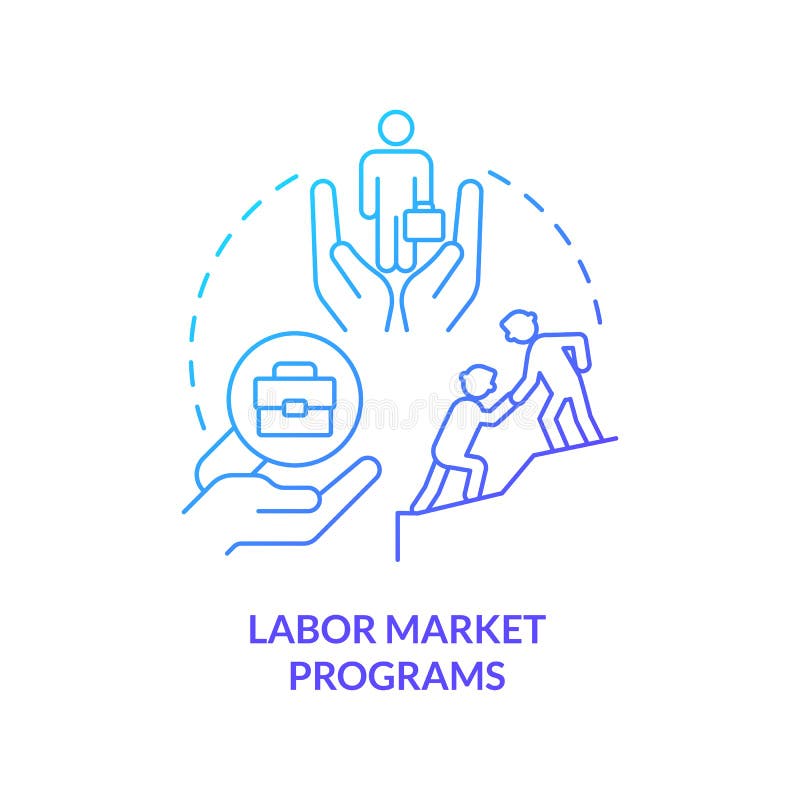Labor Market Programs Blue Gradient Concept Icon Stock Vector ...