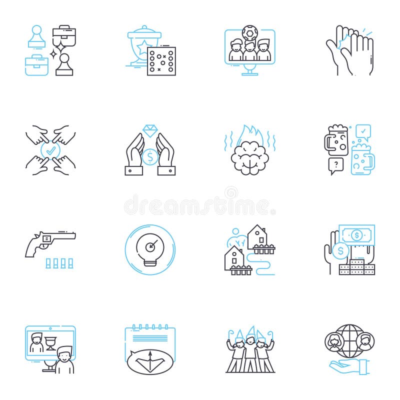 Labor Performance Linear Icons Set. Efficiency, Productivity, Output ...