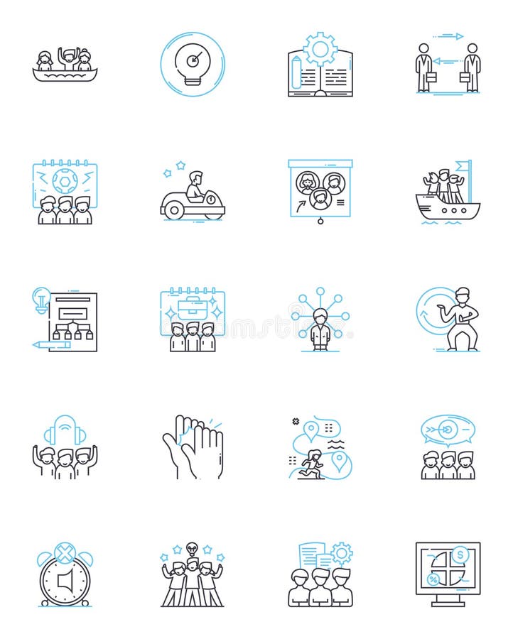 Labor Performance Linear Icons Set. Efficiency, Productivity, Output ...
