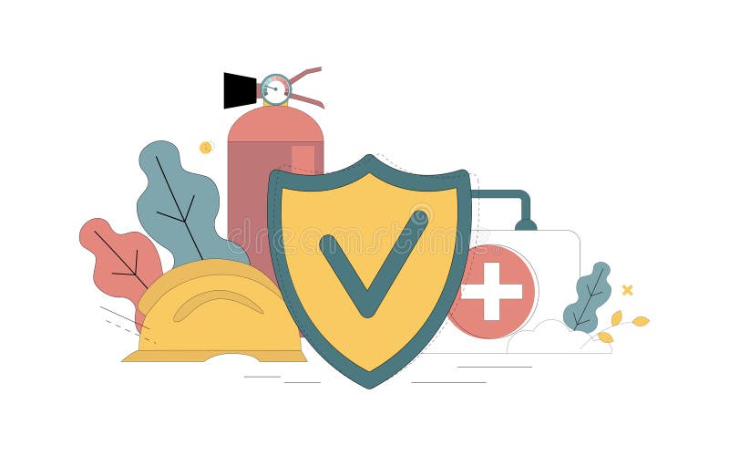 Labor Protection. Protecting Worker Safety. Vector Illustration Stock ...