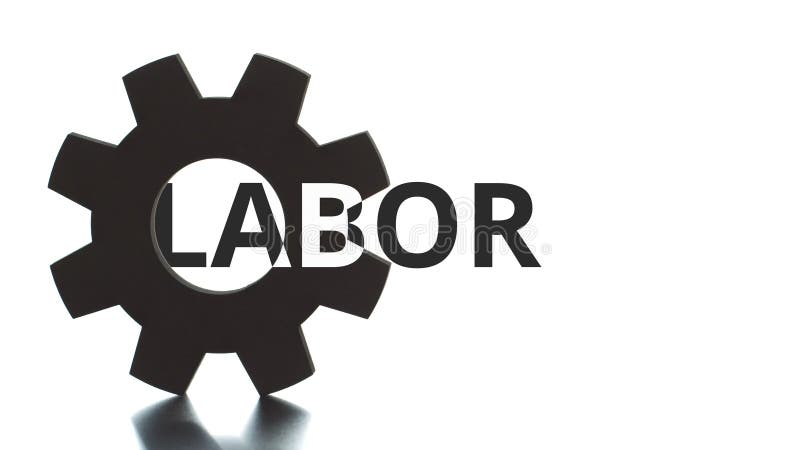 LABOR Text Pops Up from the Cogwheel Silhouette Stock Illustration ...