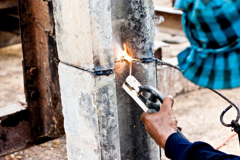 Labor Welding Pile Concrete Stock Image - Image of production ...