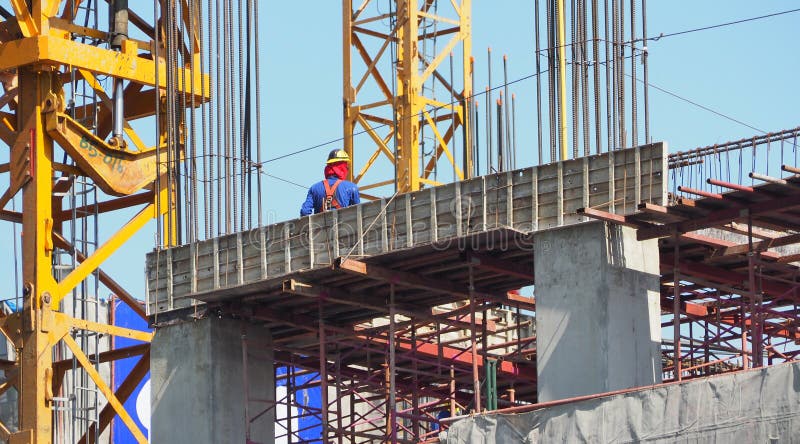 Labor or Worker on Building Construction Site. Stock Image - Image of ...
