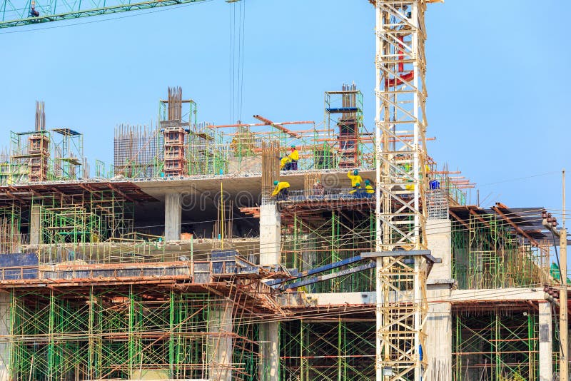 Labor Working in Construction Site Stock Photo - Image of foundation ...