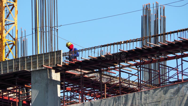 Labor Working on Construction Site. Stock Image - Image of metal ...