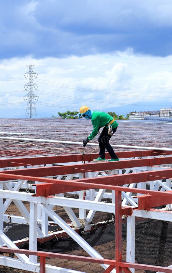 Labor Working in Construction Site for Roof Prepare Stock Photo - Image ...