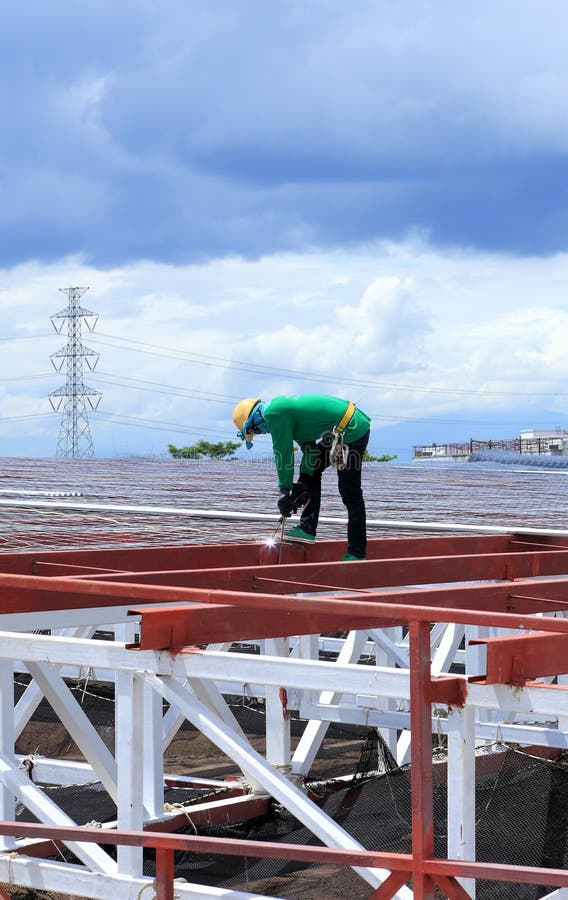 Labor Working in Construction Site for Roof Prepare Stock Photo - Image ...