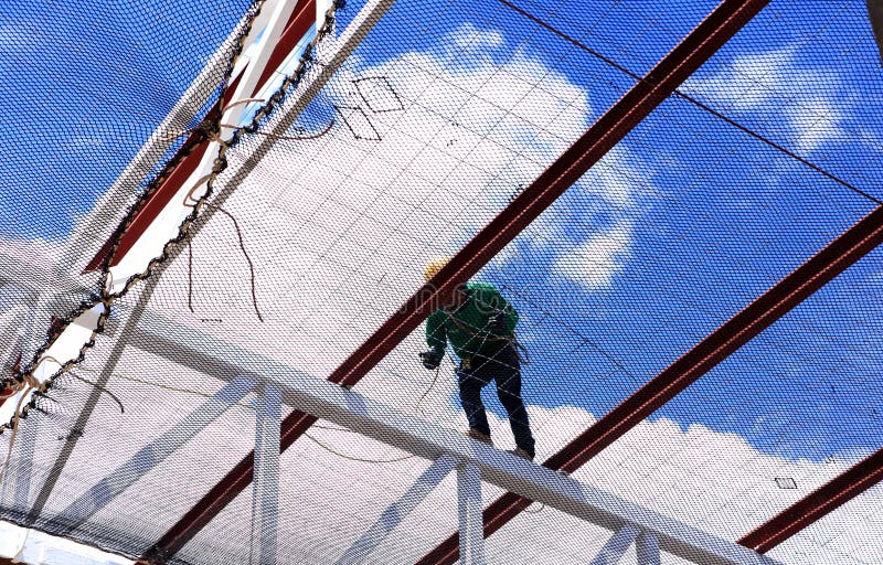 Labor Working in Construction Site for Roof Prepare Stock Photo - Image ...