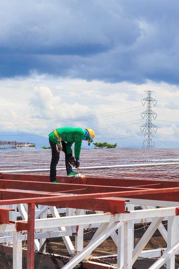 Labor Working in Construction Site for Roof Prepare Stock Photo - Image ...