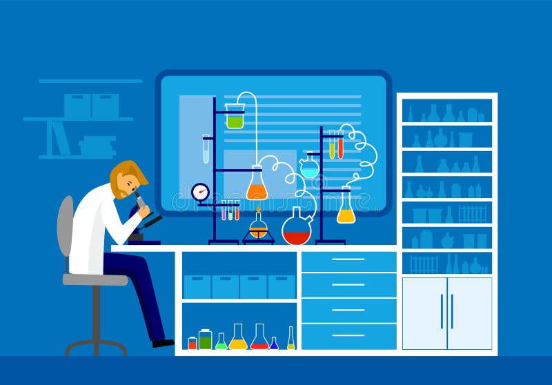 Laborant Scientist Working at Science Lab. Stock Vector - Illustration ...