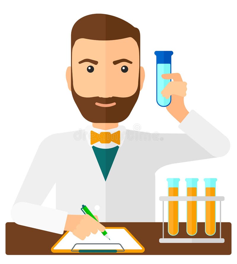 Laborant med provröret vektor illustrationer. Illustration av ...