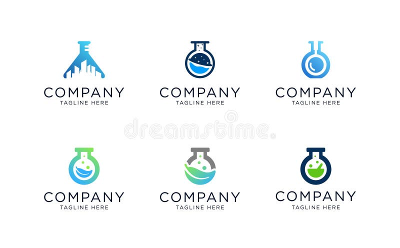 Laboratorium Bottle Logo Collection Template Stock Vector ...