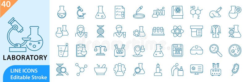 Laboratory icon set stock illustration. Illustration of biology - 380213645