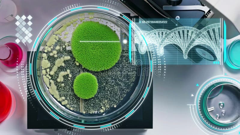 Laboratory Analysis of Algae Samples with a Futuristic DNA Interface Stock Footage - Video of ...