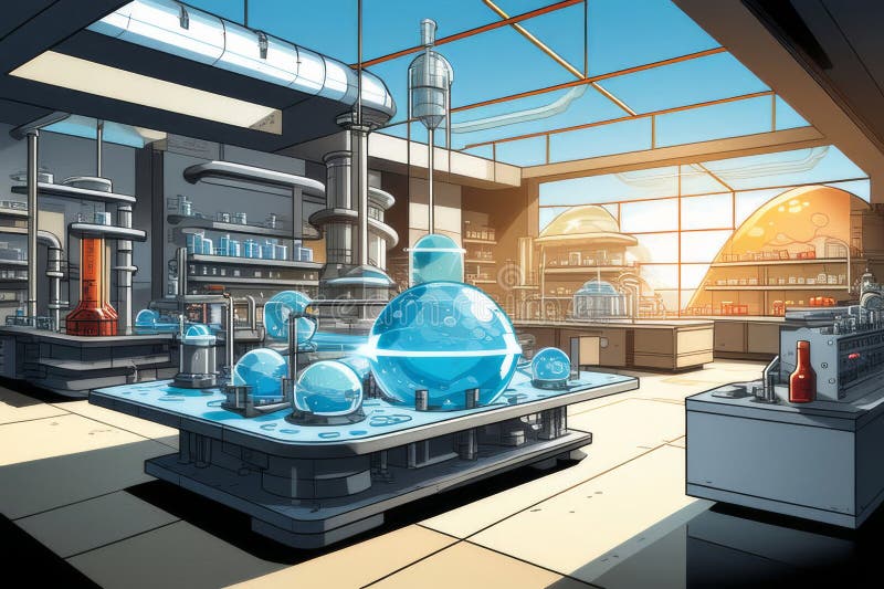 Laboratory, the Anime Style Illustration Generative Ai Stock ...