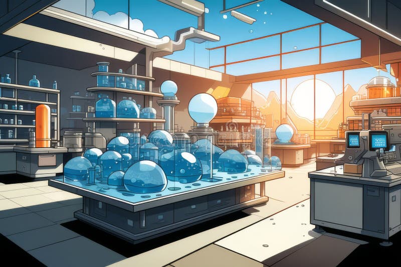 Laboratory, the Anime Style Illustration Generative Ai Stock ...