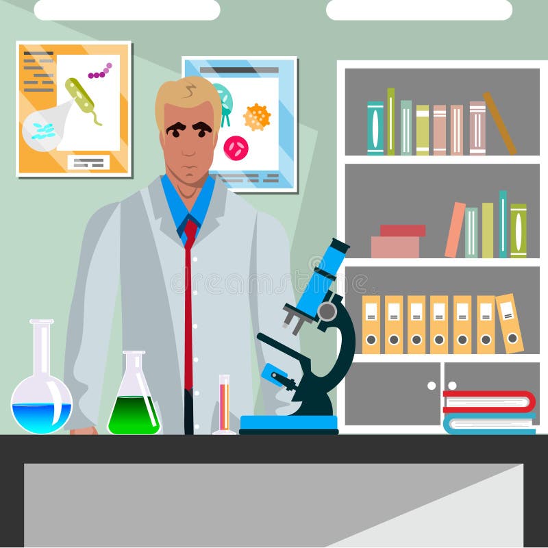 Laboratory Assistant Man Working. Stock Vector - Illustration of ...