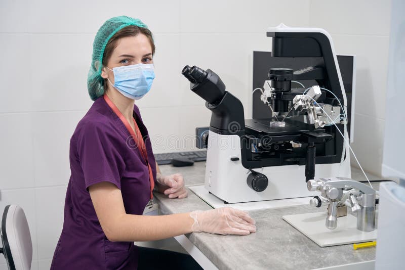 Laboratory Assistant in a Chemical Laboratory Conducts Blood Type Test ...