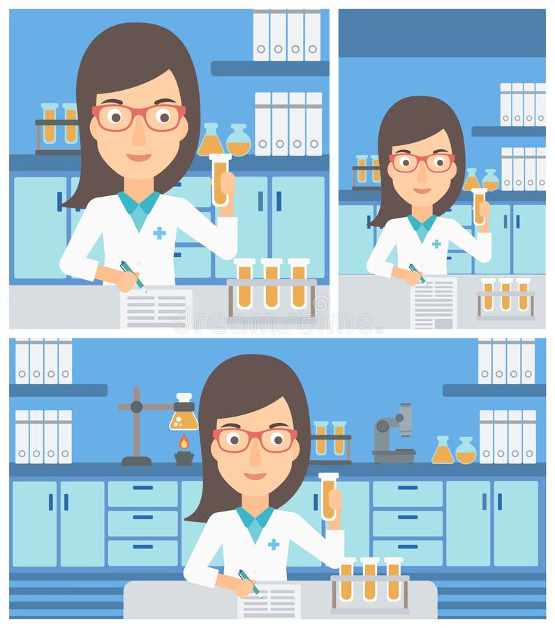 Clinical Laboratory Analysis Icons Cartoon Set Vector Concept Metaphors ...