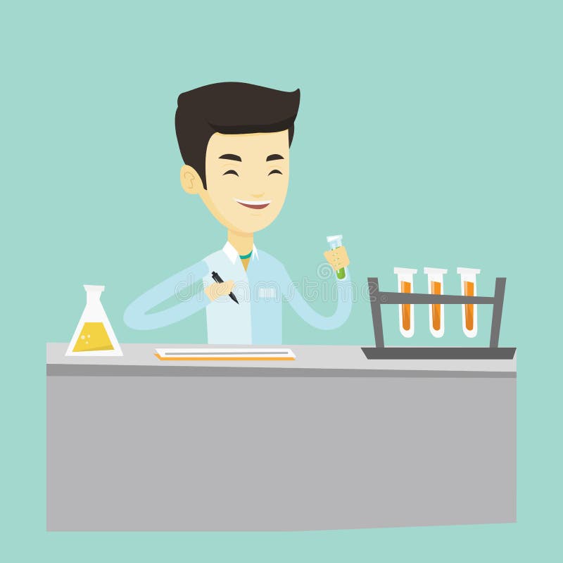 Laboratory Assistant Working Vector Illustration. Stock Vector ...