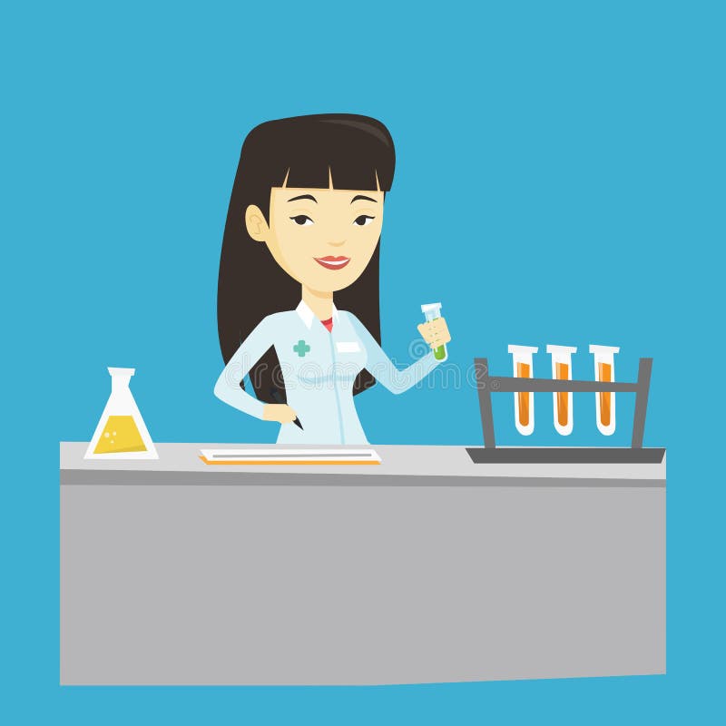 Laboratory Assistant Working Vector Illustration. Stock Vector ...