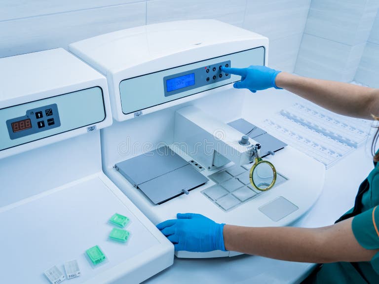 Laboratory Assistant Works at Paraffin Wax Dispenser Tissue Embedding ...