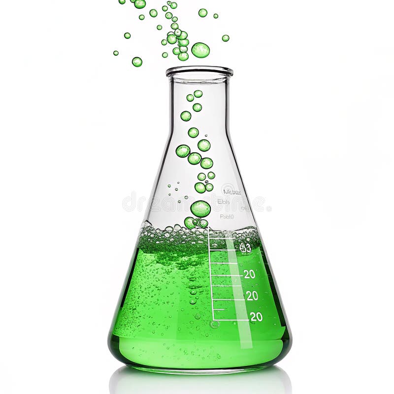 Laboratory Beaker with Bubbling Green Solution Stock Illustration ...