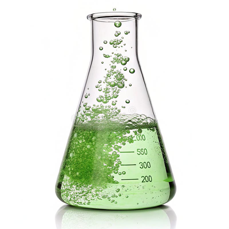 Laboratory Beaker with Bubbling Green Solution Stock Illustration ...
