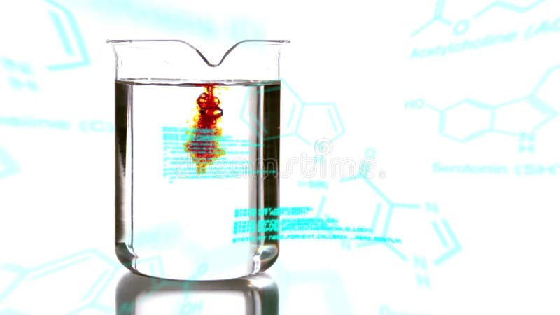 Laboratory Beaker Falling with Data and Structural Formula of Chemical ...