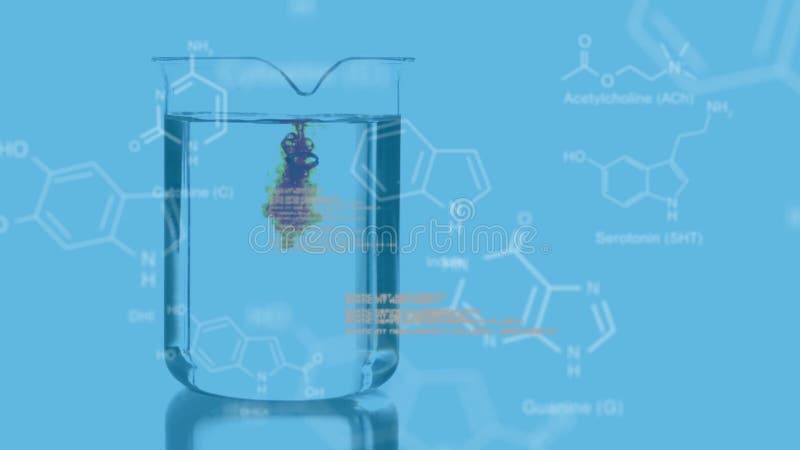Laboratory Beaker Falling with Data and Structural Formula of Chemical ...