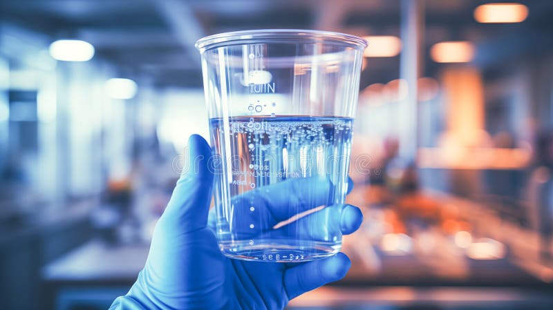 Laboratory beaker in hand stock illustration. Illustration of fluid ...